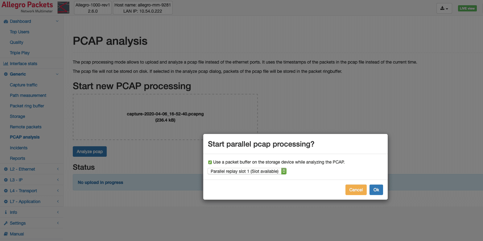 Firmware 2.6: Parallel Pcap Analysis Mode & Real-time Measurement
